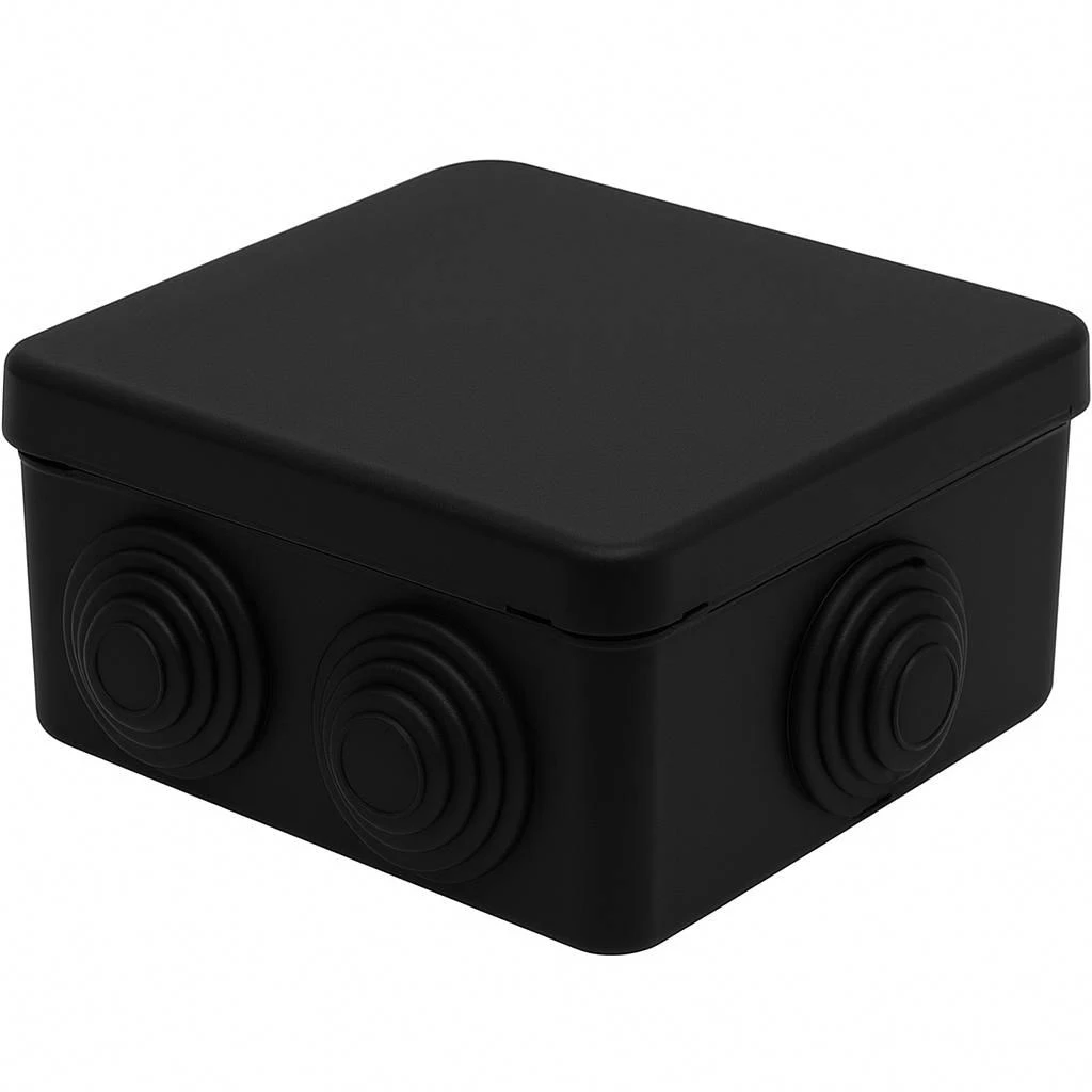Junction box black IP55, 70x70x35mm with cable entries kainos nuo 1.07 ...